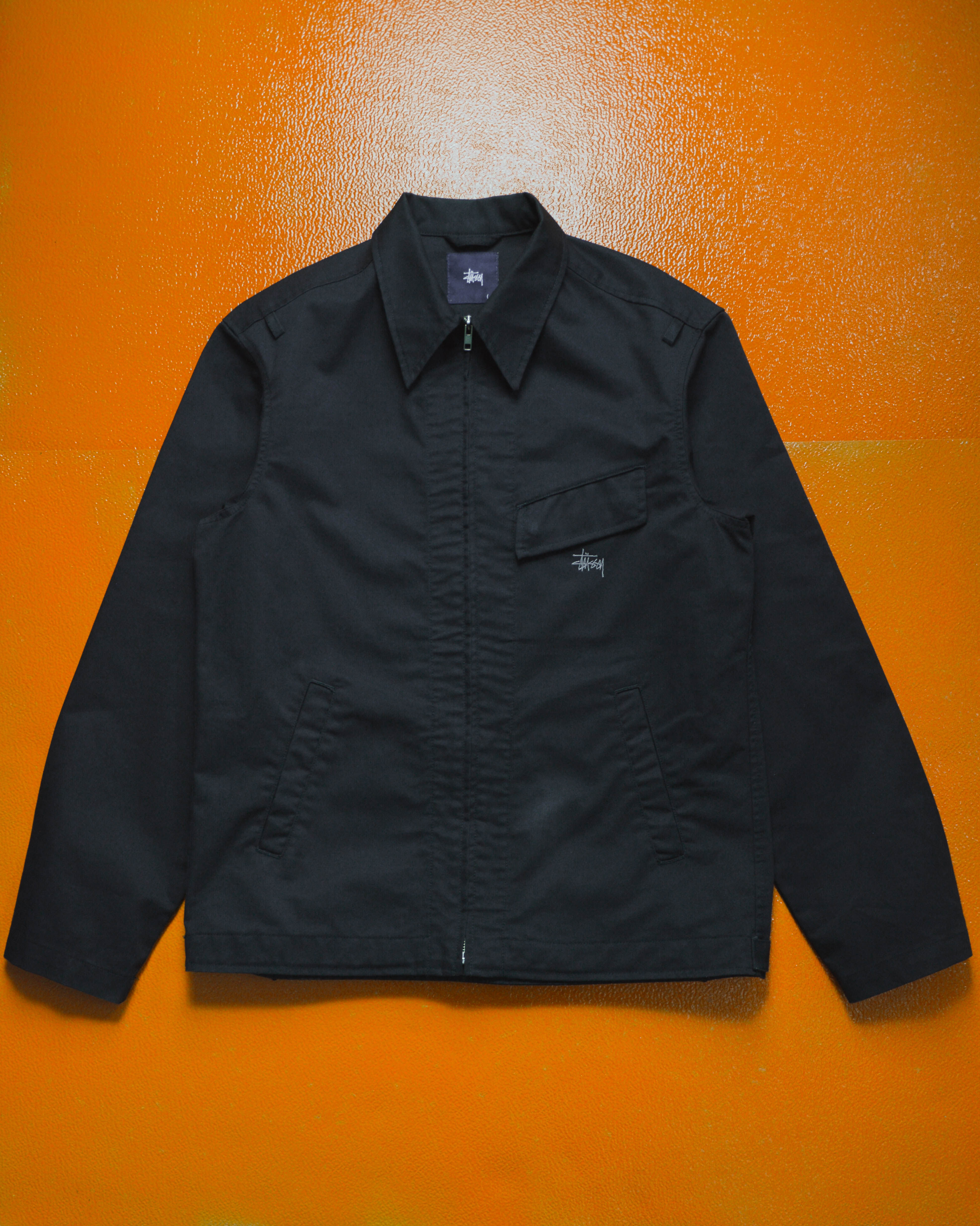 Stussy Early 2000s Black Slanted Flap Welt Pocket Work Jacket (L ...